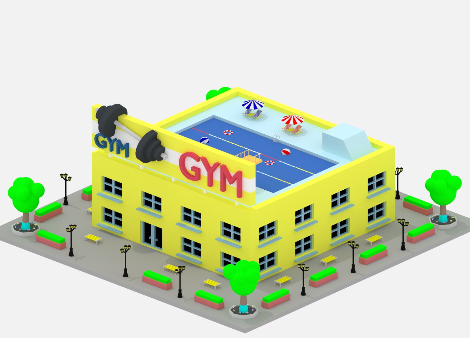 Cartoon Gym 3D Model - TurboSquid 1472074