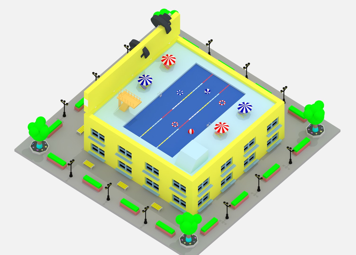 Cartoon Gym 3D Model - TurboSquid 1472074