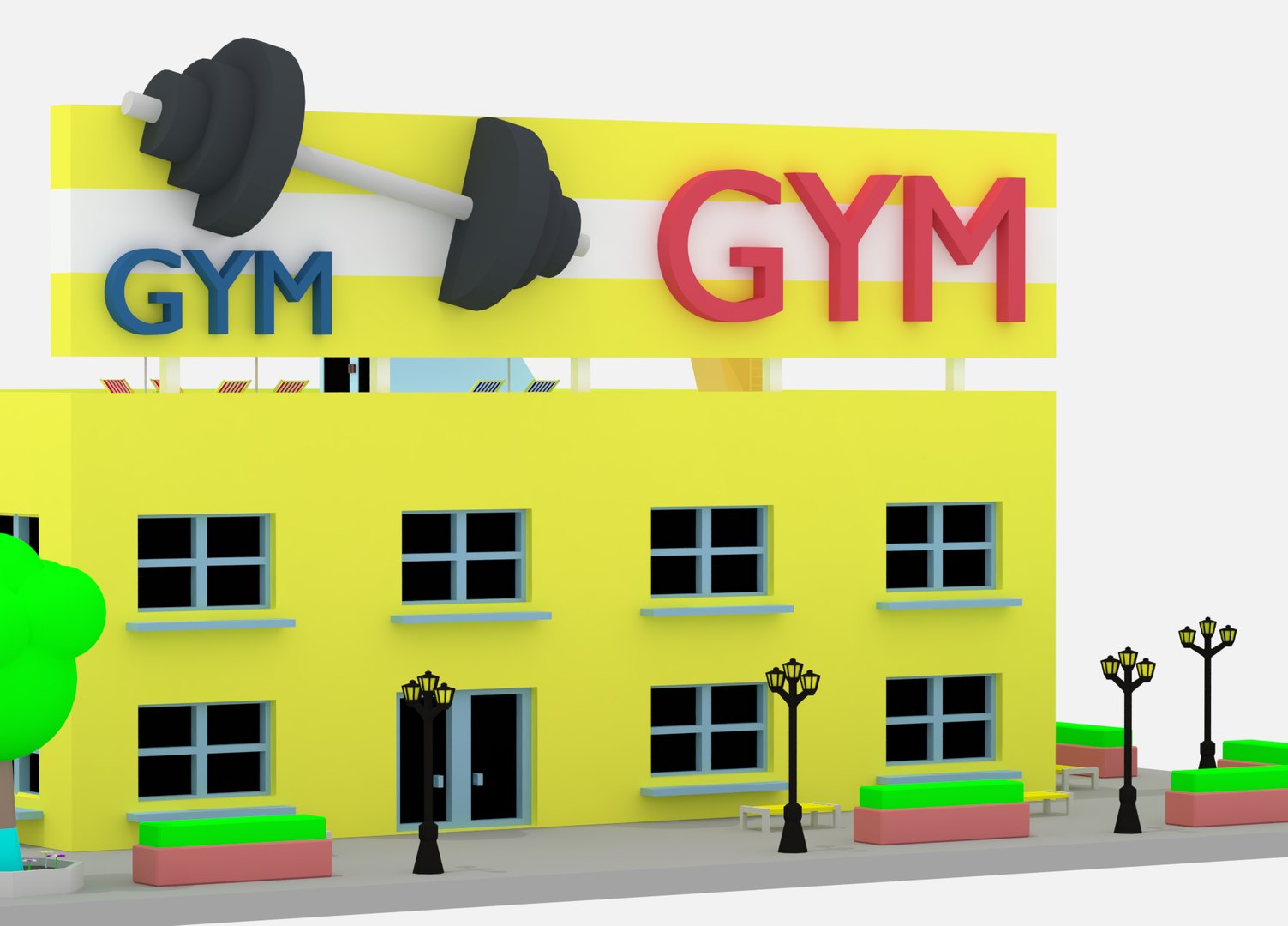 Cartoon Gym 3D Model - TurboSquid 1472074