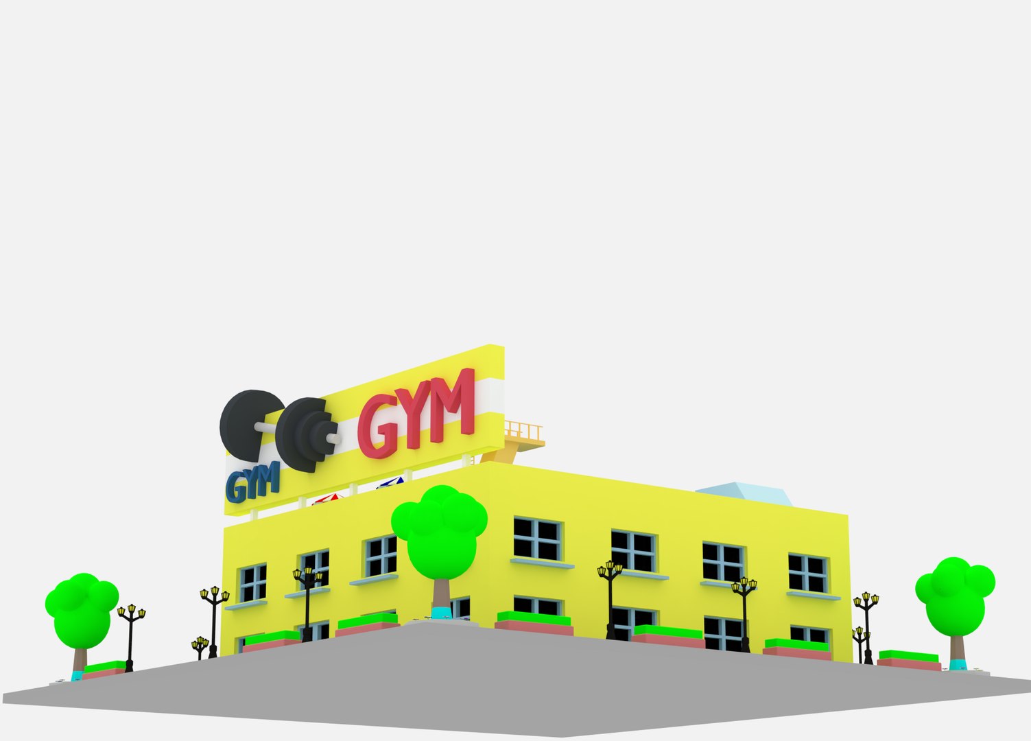 Cartoon Gym 3D Model - TurboSquid 1472074