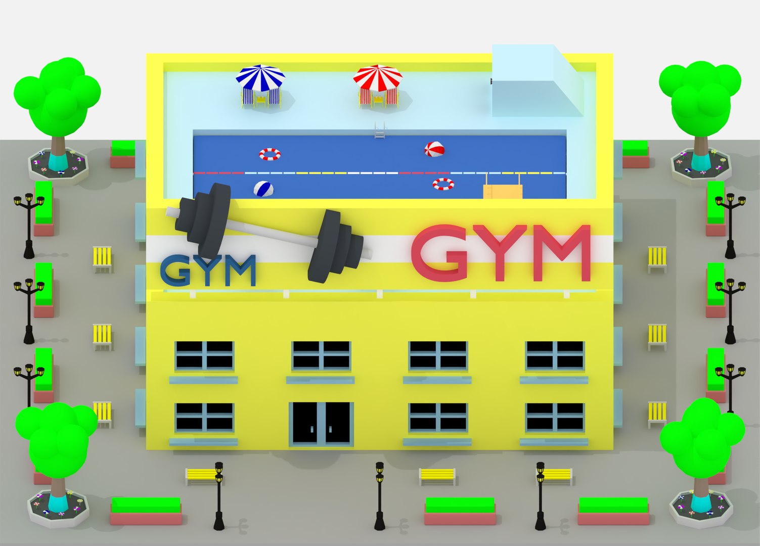 Cartoon Gym 3D Model - TurboSquid 1472074