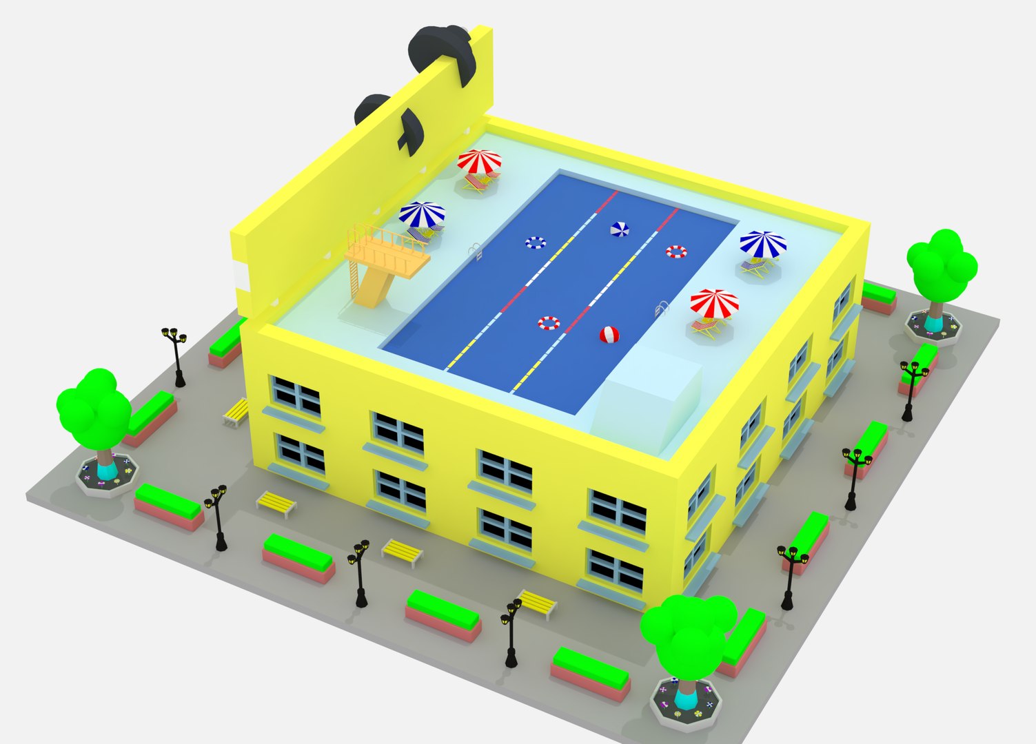 Cartoon Gym 3D Model - TurboSquid 1472074