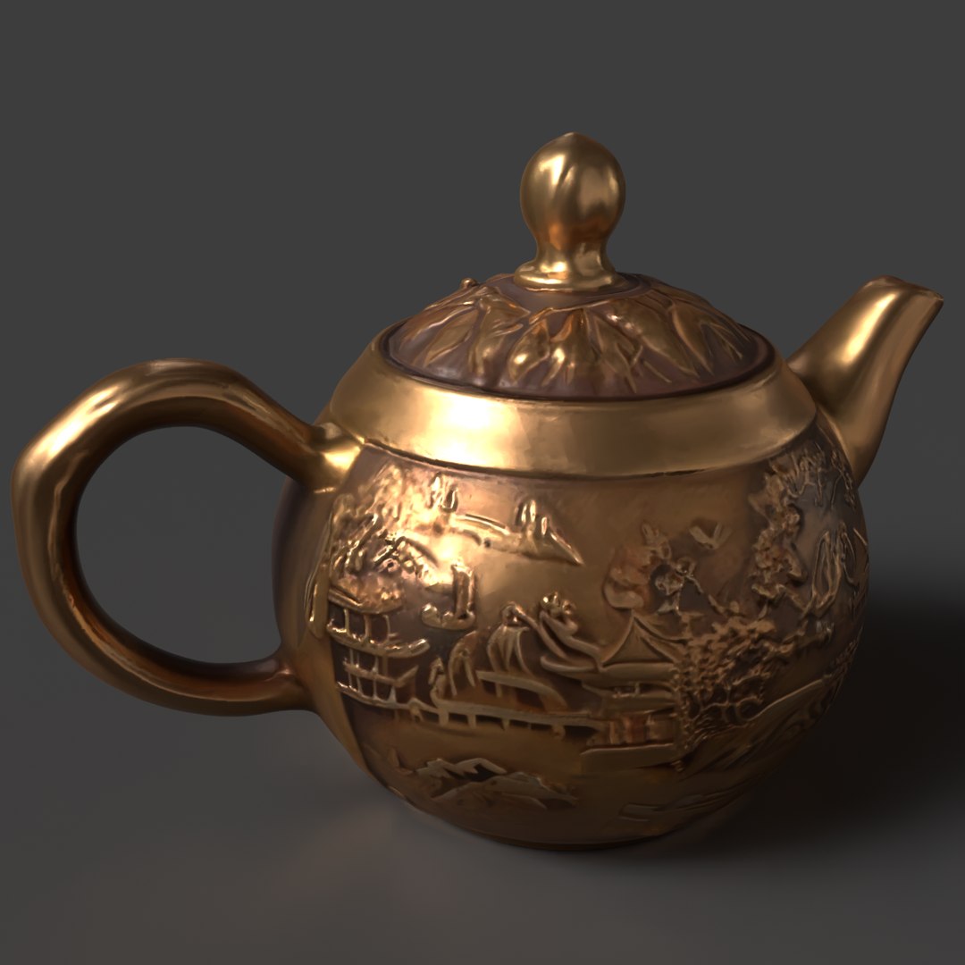 3D Chinese Golden Teapot Figure Model - TurboSquid 2309858