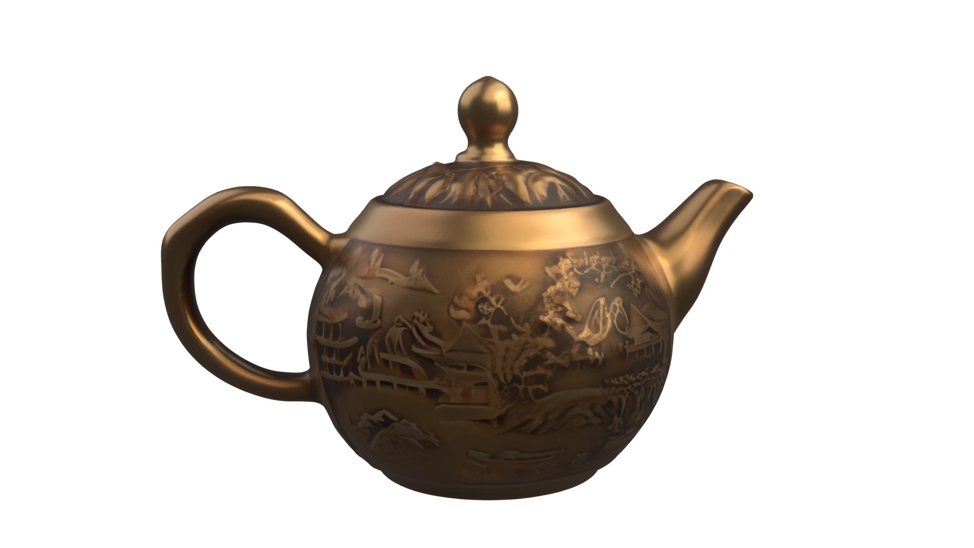 3D Chinese Golden Teapot Figure Model - TurboSquid 2309858
