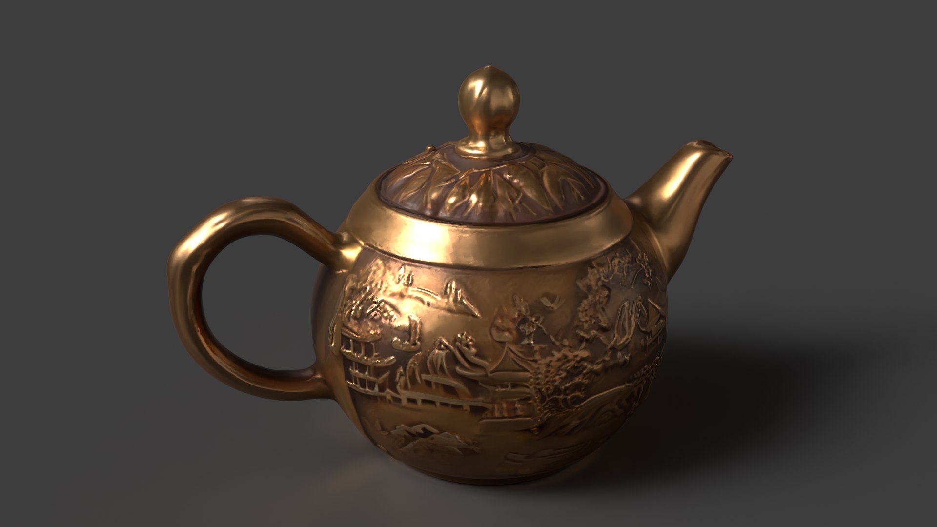 3D Chinese Golden Teapot Figure Model - TurboSquid 2309858