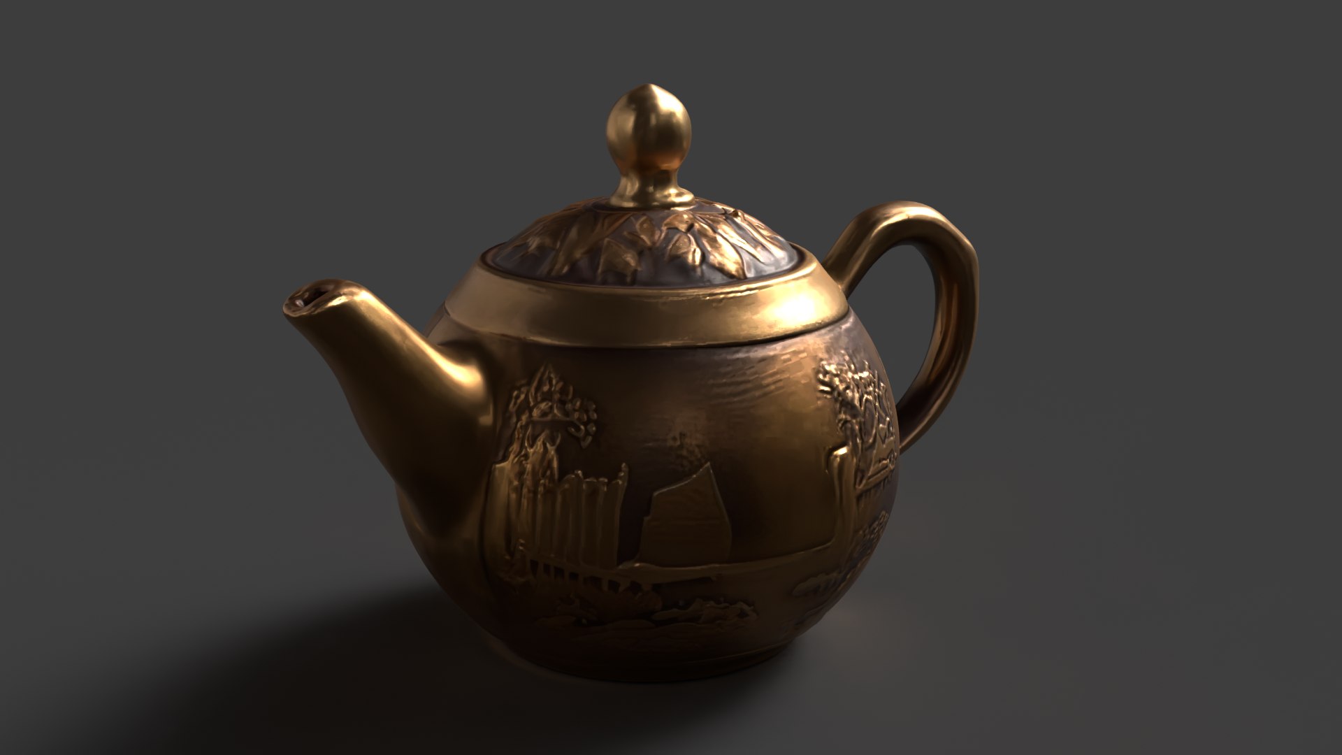 3D Chinese Golden Teapot Figure Model - TurboSquid 2309858