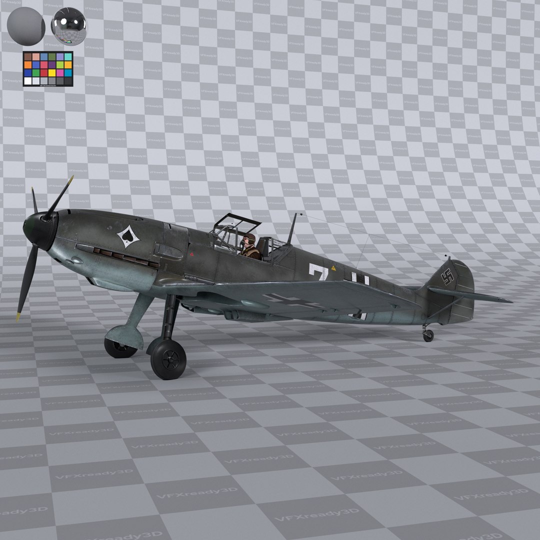 3D model Messerschmitt BF109 German Fighter Airplane Grey Version 1 ...