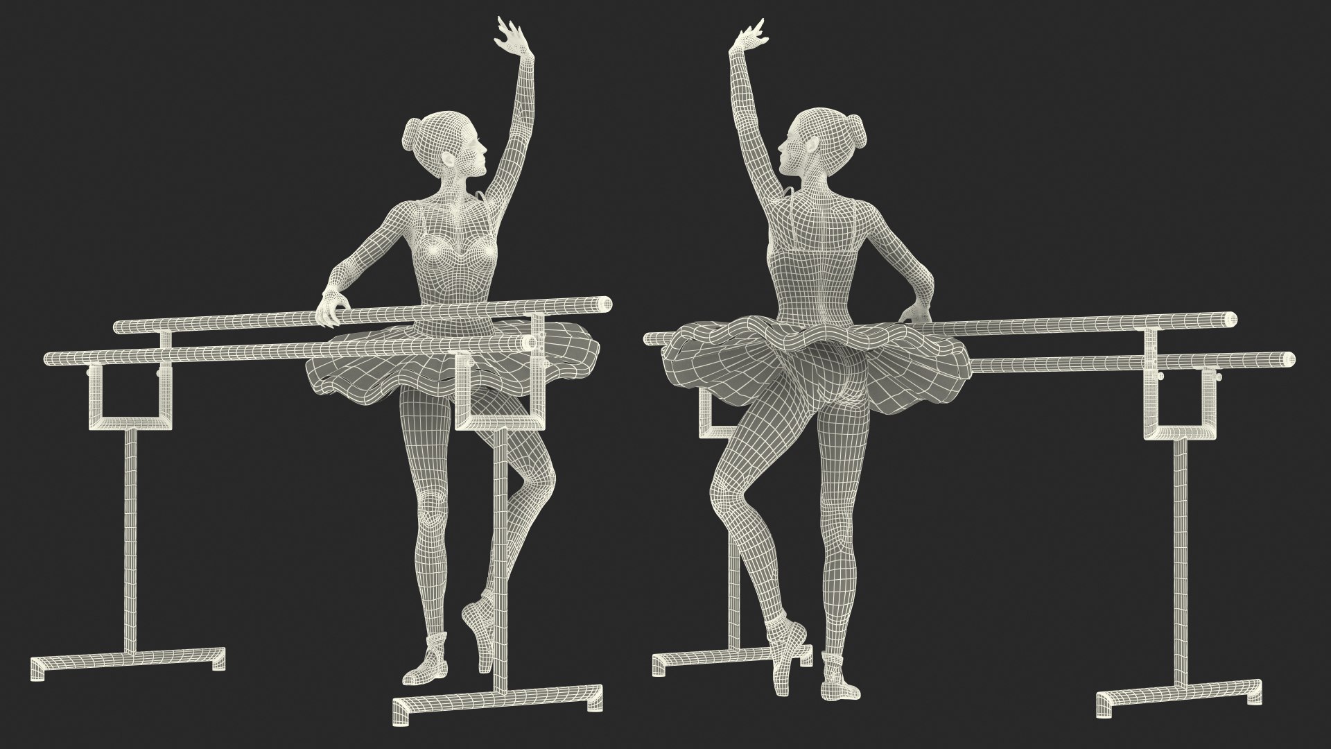 3D Ballerina With Portable Ballet Barre Rigged For Maya - TurboSquid ...