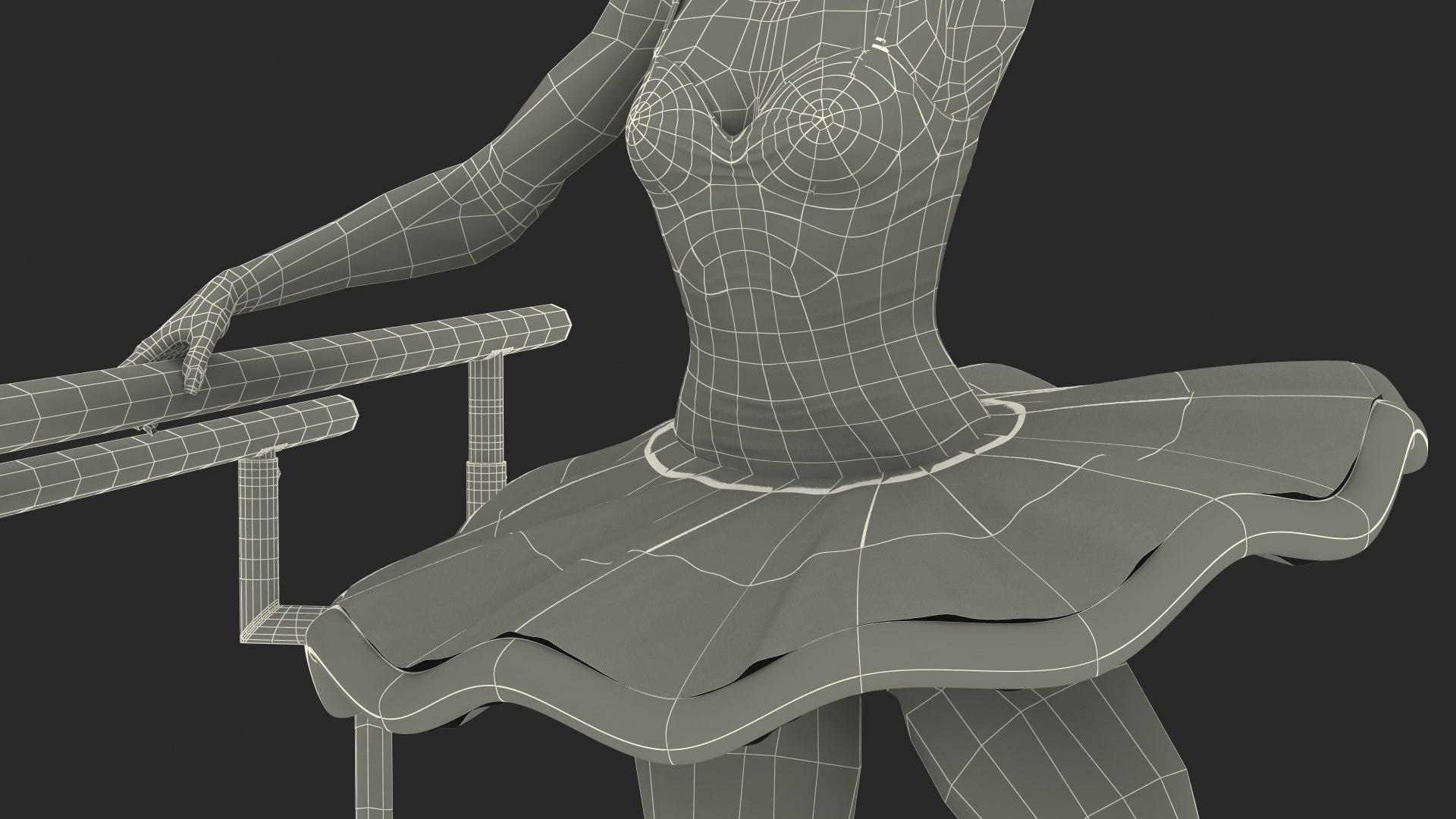 3D Ballerina With Portable Ballet Barre Rigged For Maya - TurboSquid ...