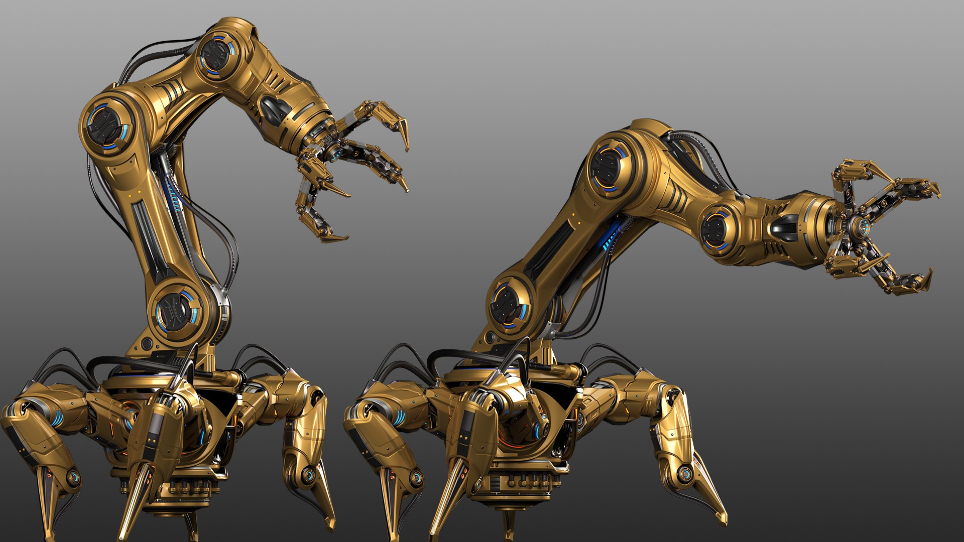 3D Sci Fi Spider Robot Arm - Rigged Model - TurboSquid 2340162