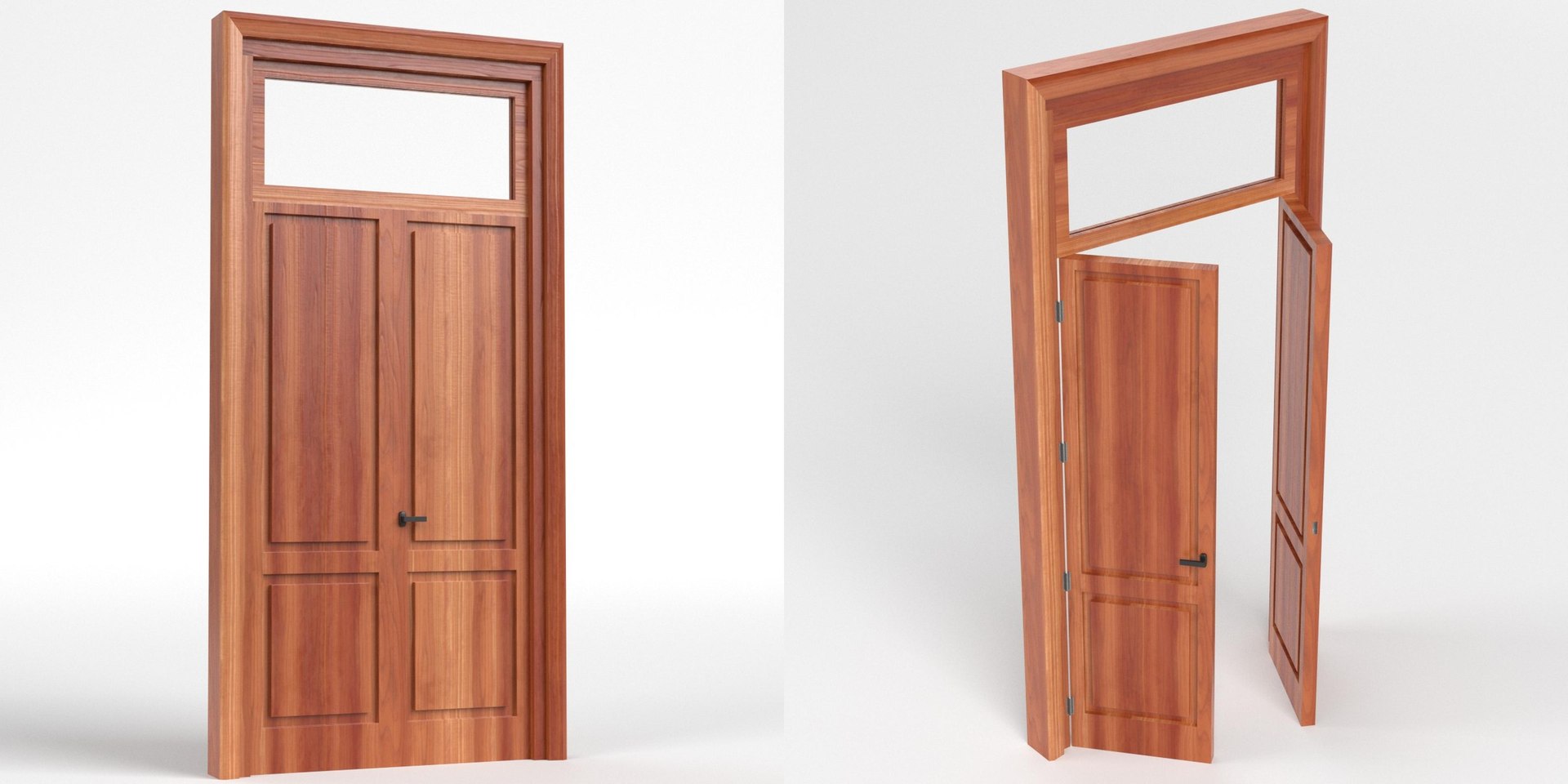 3D Model Wooden Door With Transom Window - TurboSquid 1945722