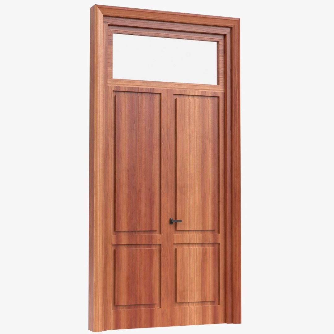 3D Model Wooden Door With Transom Window - TurboSquid 1945722