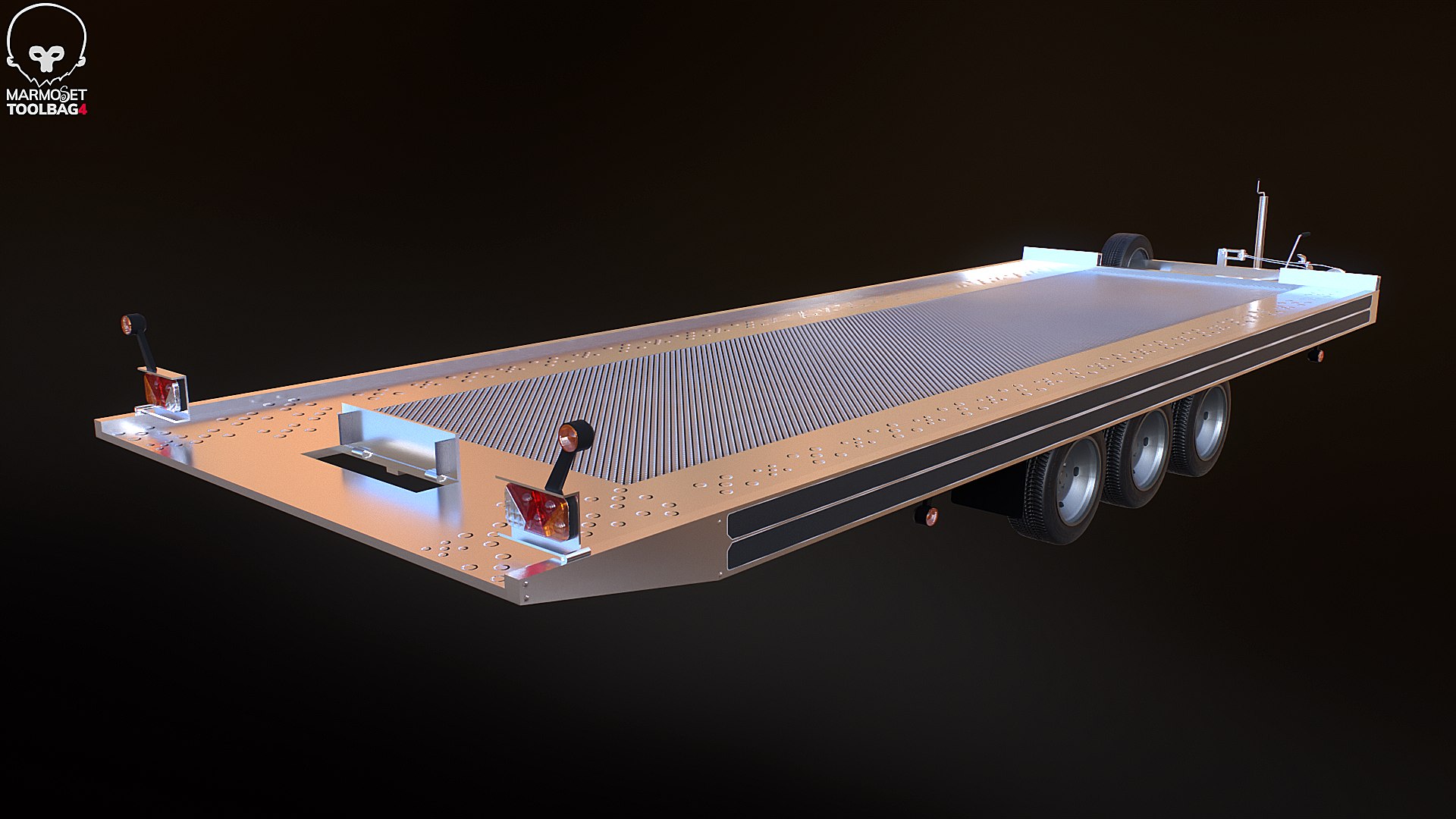 3D Three-axle Car Trailer - TurboSquid 2093064