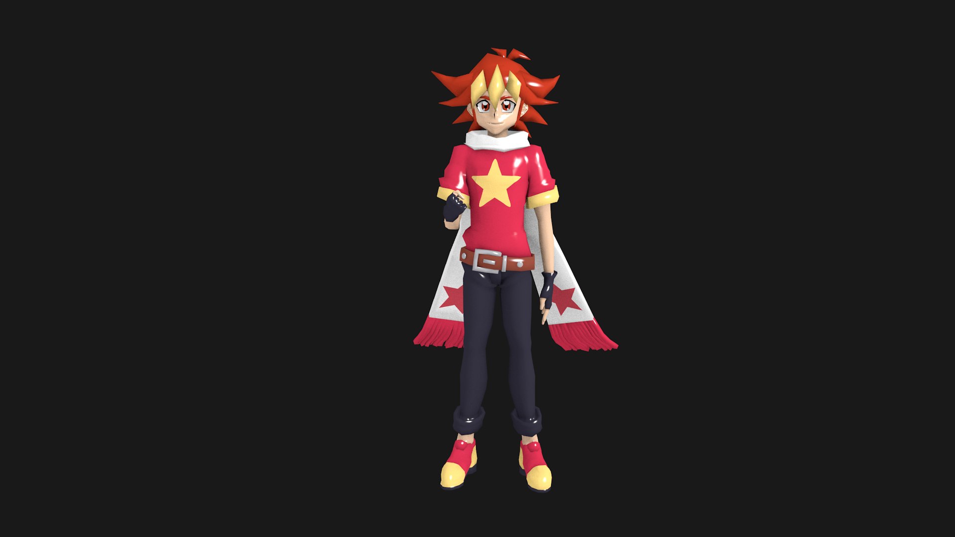 3D Protagonist Ohza Akaboshi Yugioh Saikyo Card Battle Low-poly 3D ...