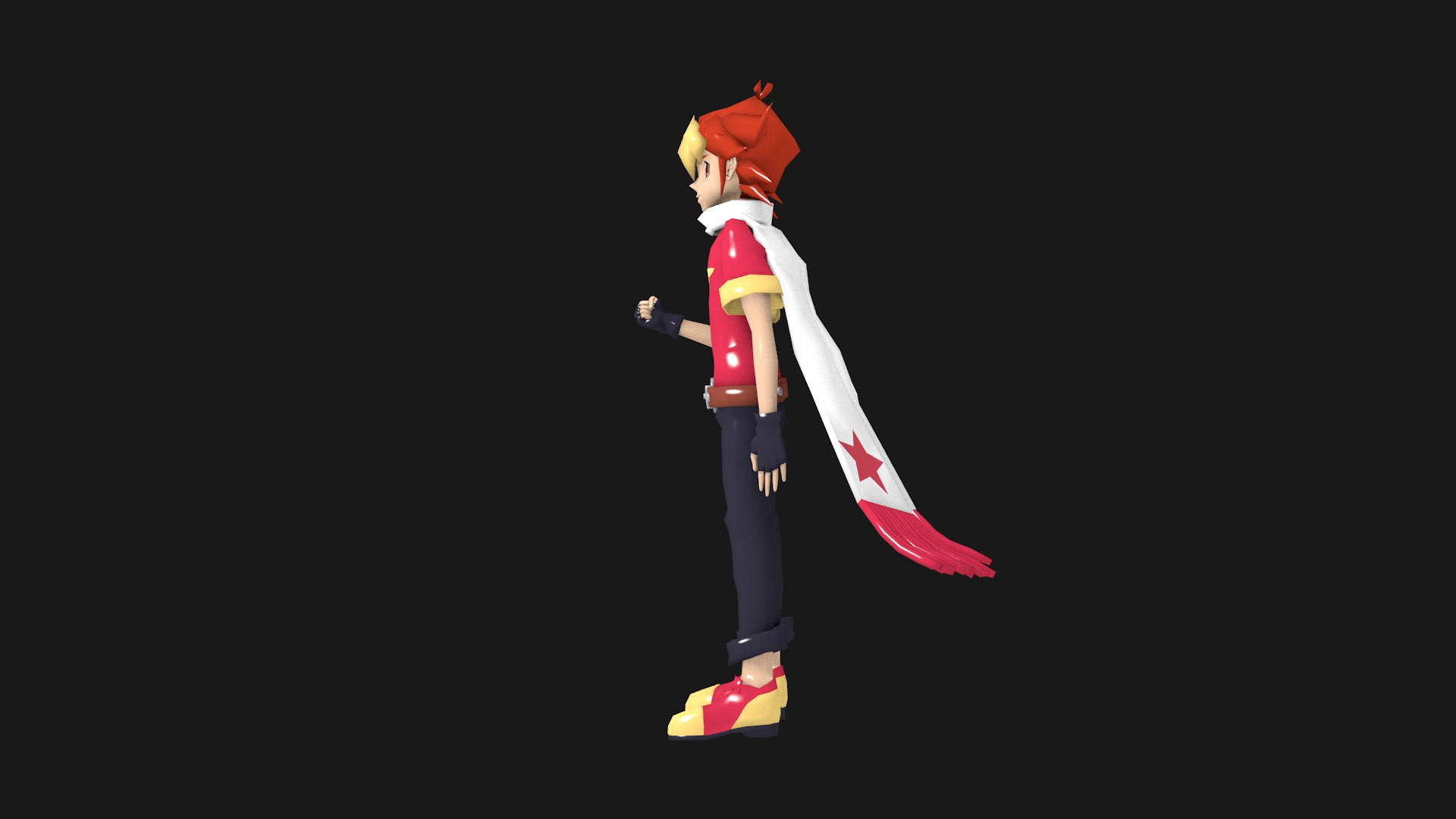 3D Protagonist Ohza Akaboshi Yugioh Saikyo Card Battle Low-poly 3D ...