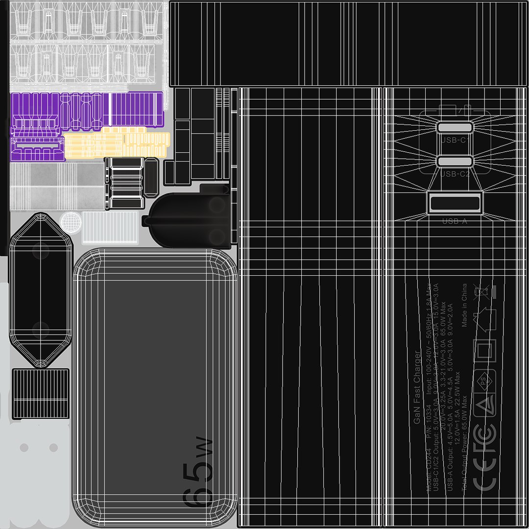 3 USB Power Adapters EU Black 3D Model - TurboSquid 2279015