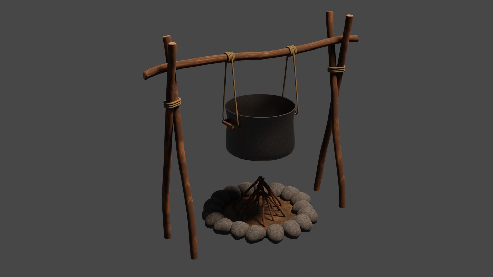 3D Campfire With Cooking Pot Model - TurboSquid 1964597