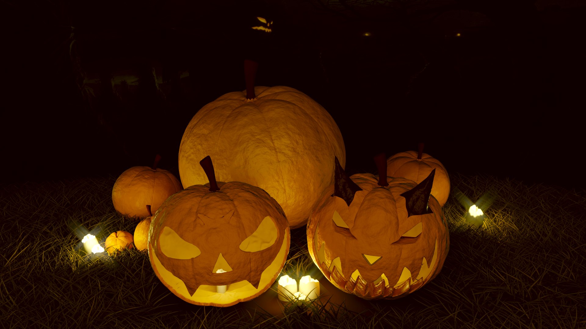 Pumpkin Halloween Scene 3D - TurboSquid 1355901