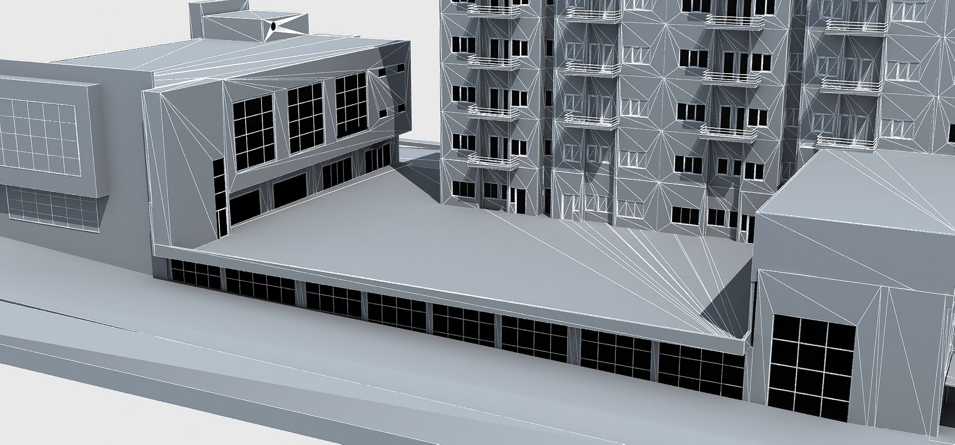 Mall Residential Building Exterior 3d Model