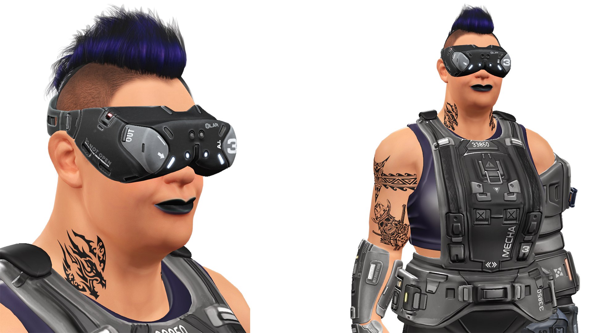 3D Model Cartoon 3d Rigged Fighter Robot Girl Character 3D Model ...