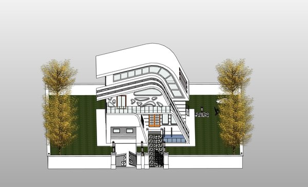 Amorphous villa exterior revit 3D - TurboSquid 1383085