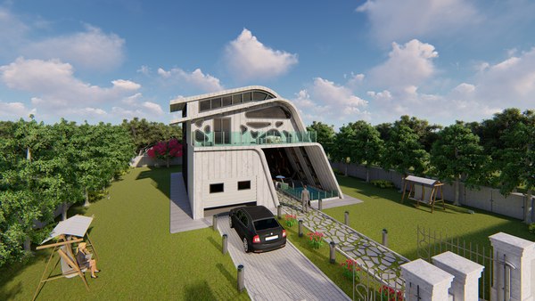 Amorphous villa exterior revit 3D - TurboSquid 1383085