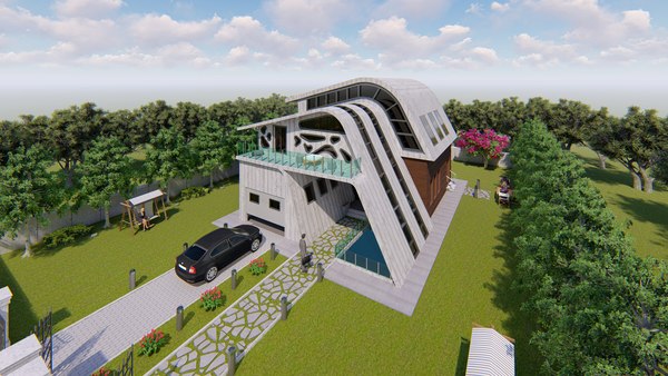 Amorphous villa exterior revit 3D - TurboSquid 1383085