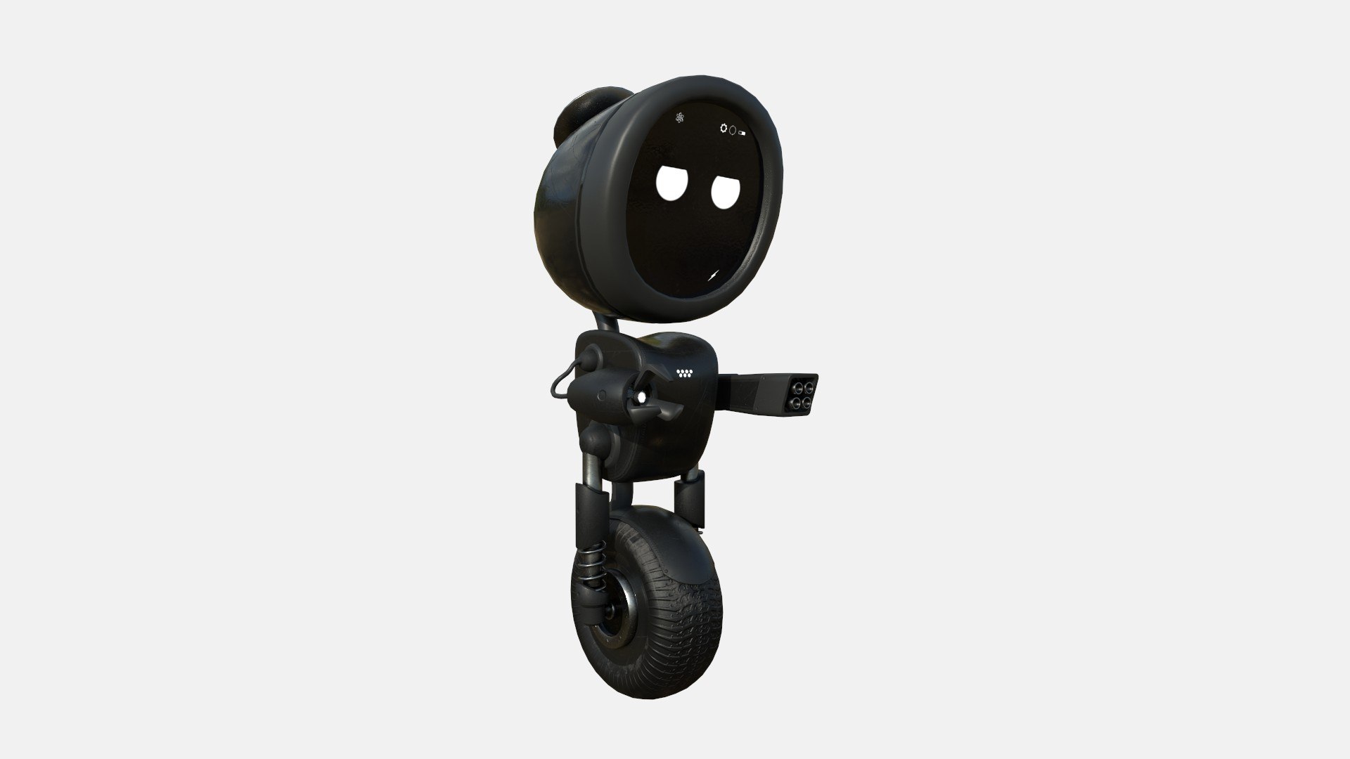 Wheel Robot H04 Full Black - SciFi Character Design 3D Model ...