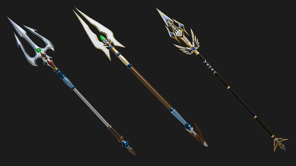 modelo 3d 6 Colección Fantasy Trident Todas las texturas PBR Unity UE ...