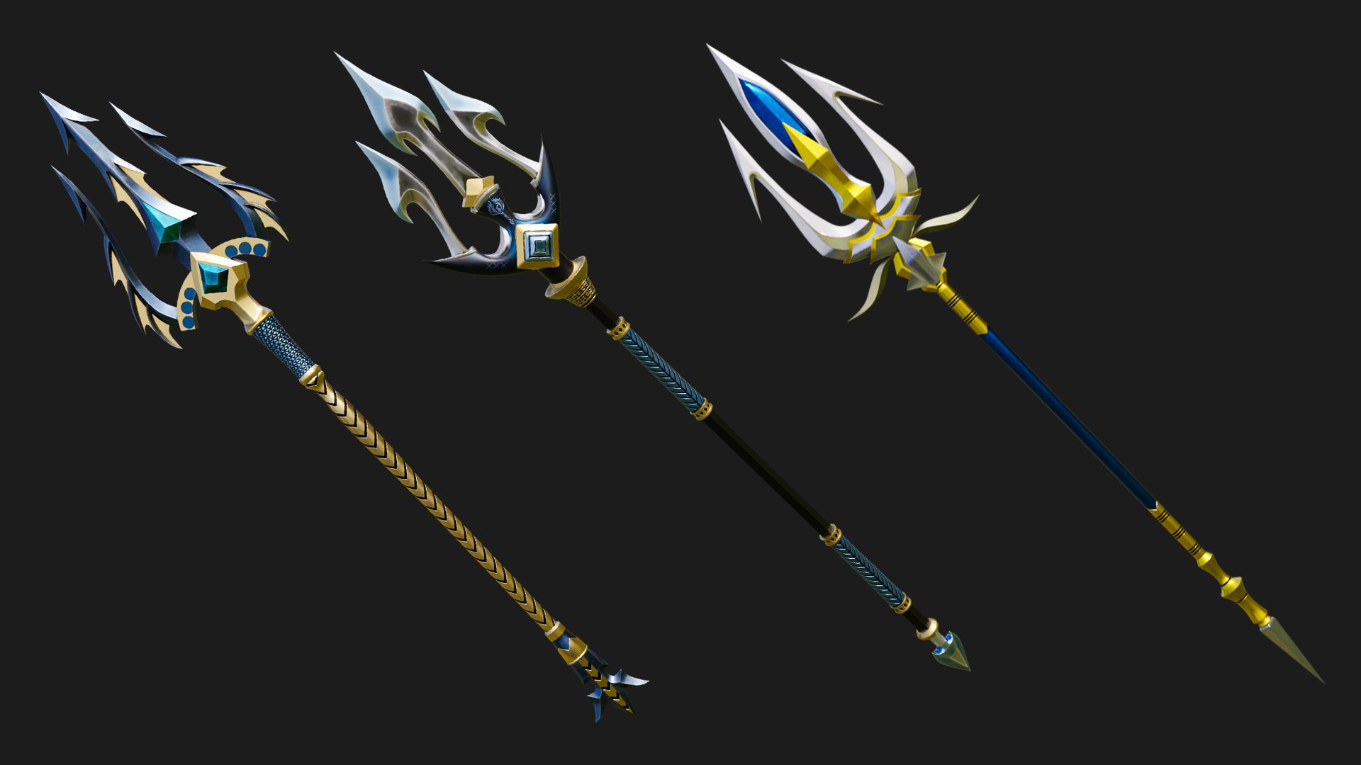 6 Fantasy Trident Collection All PBR Unity UE Textures 3D Model ...