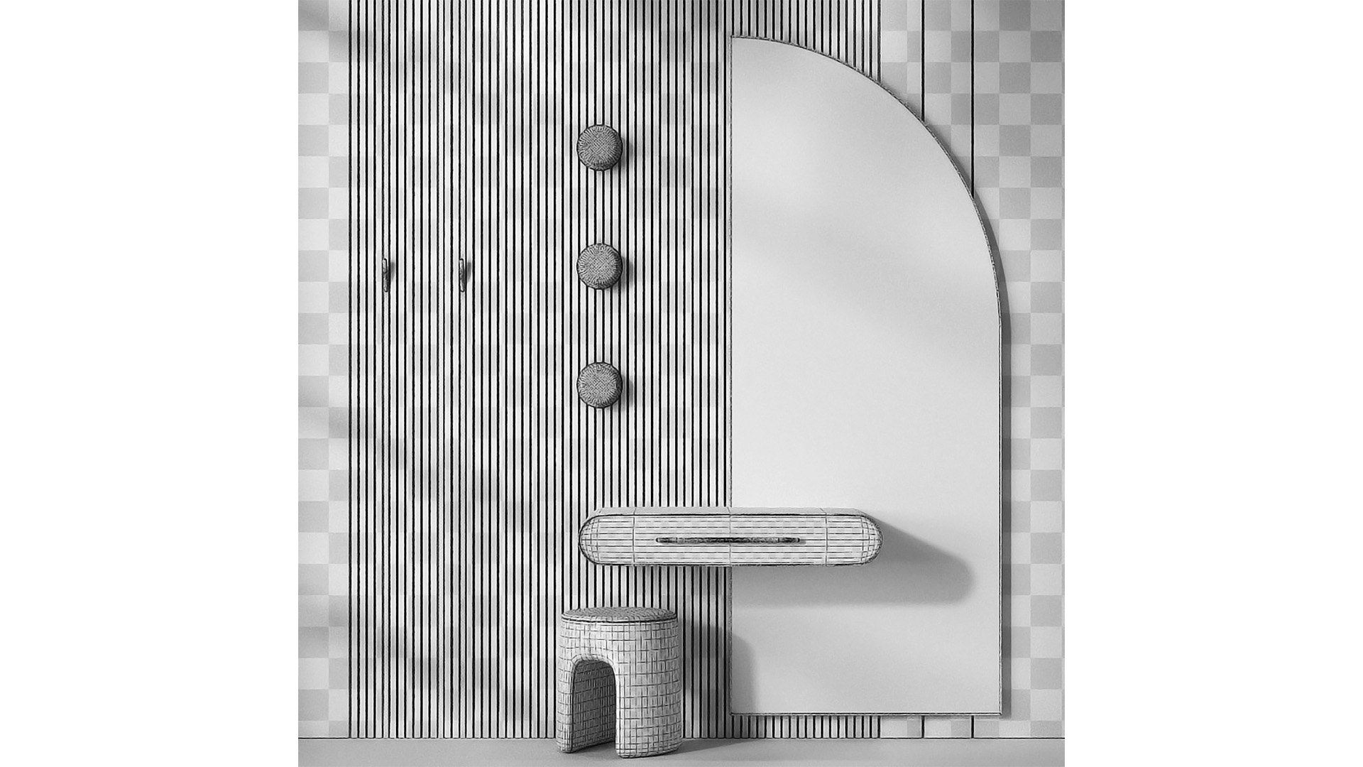 3D Hallway Composition Half-round Mirror - TurboSquid 2254300