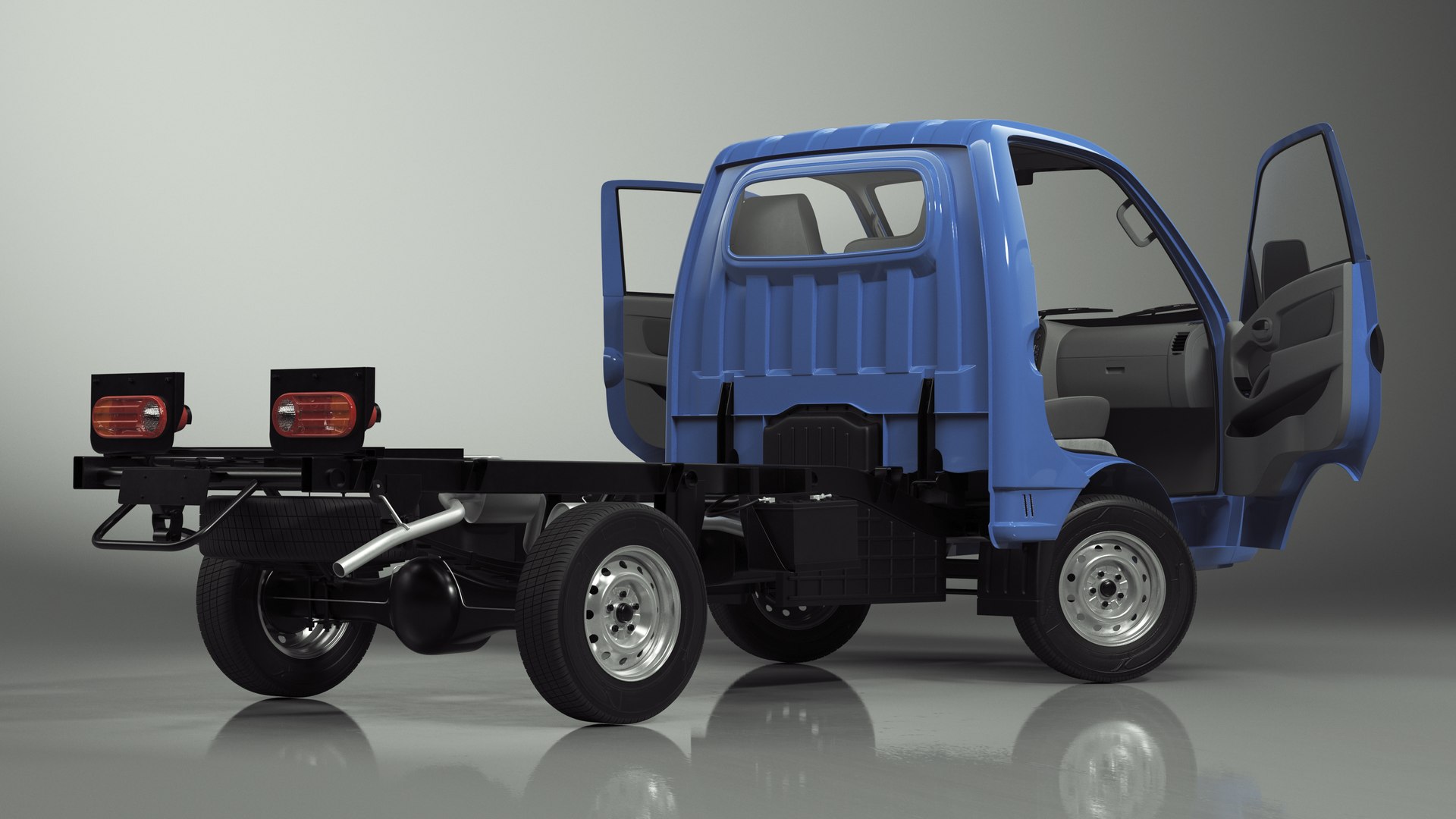 Mini Truck Bare Chassis Blue Rigged for Maya 3D model - TurboSquid 2159274