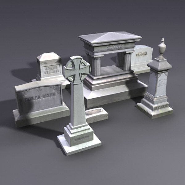 set gravestones grave stones 3d obj