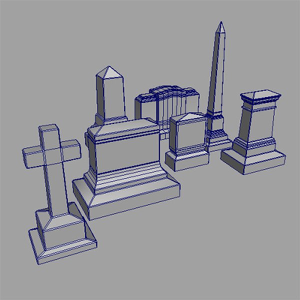 set gravestones grave stones 3d obj