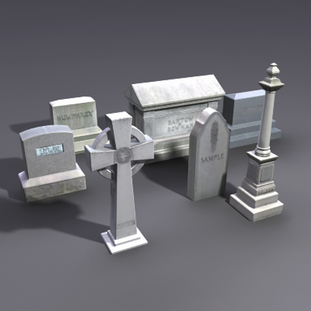 set gravestones grave stones 3d obj
