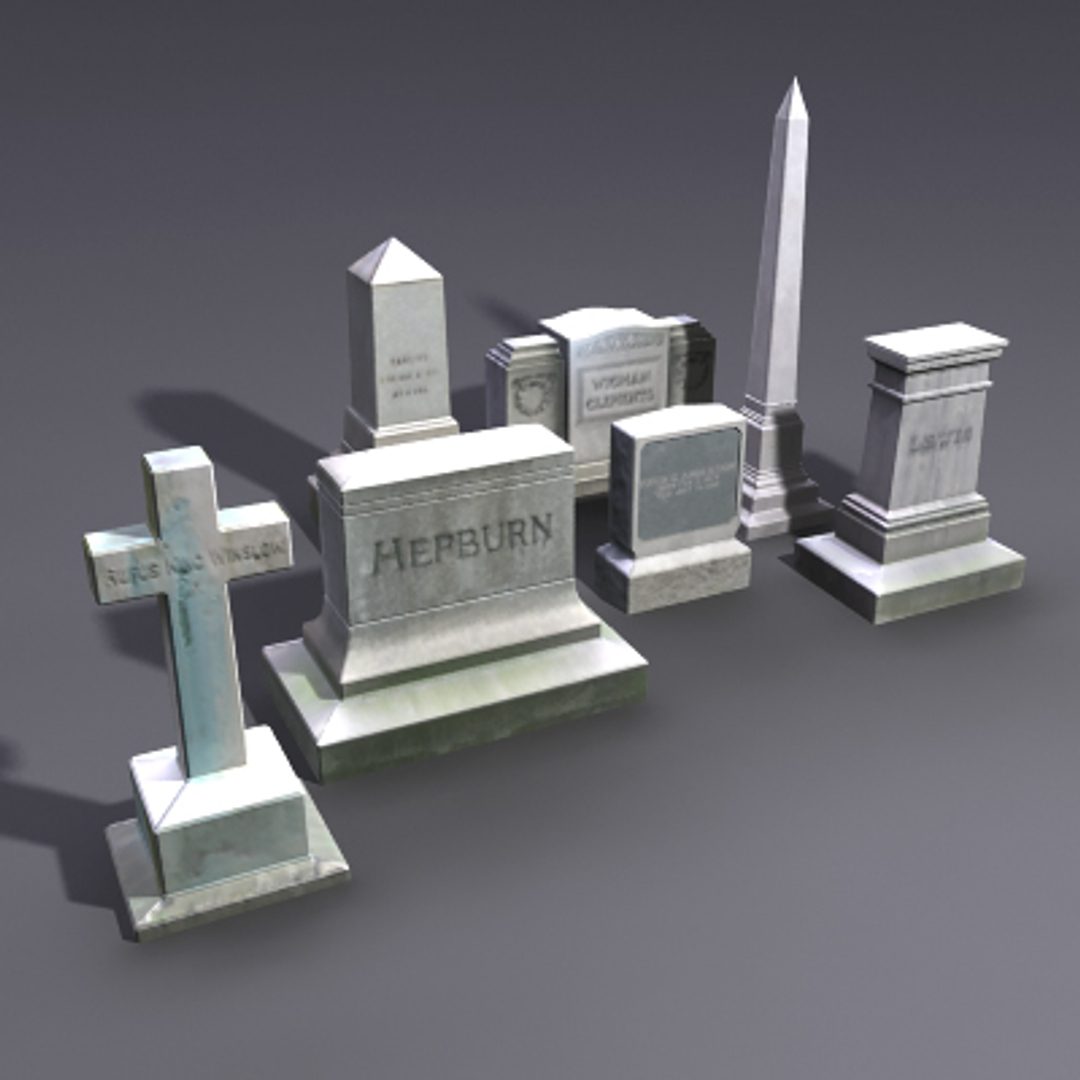 set gravestones grave stones 3d obj