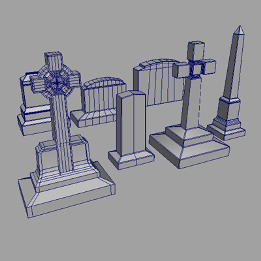Set Gravestones Grave Stones 3d Obj