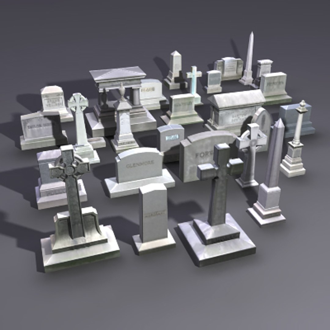 Set Gravestones Grave Stones 3d Obj