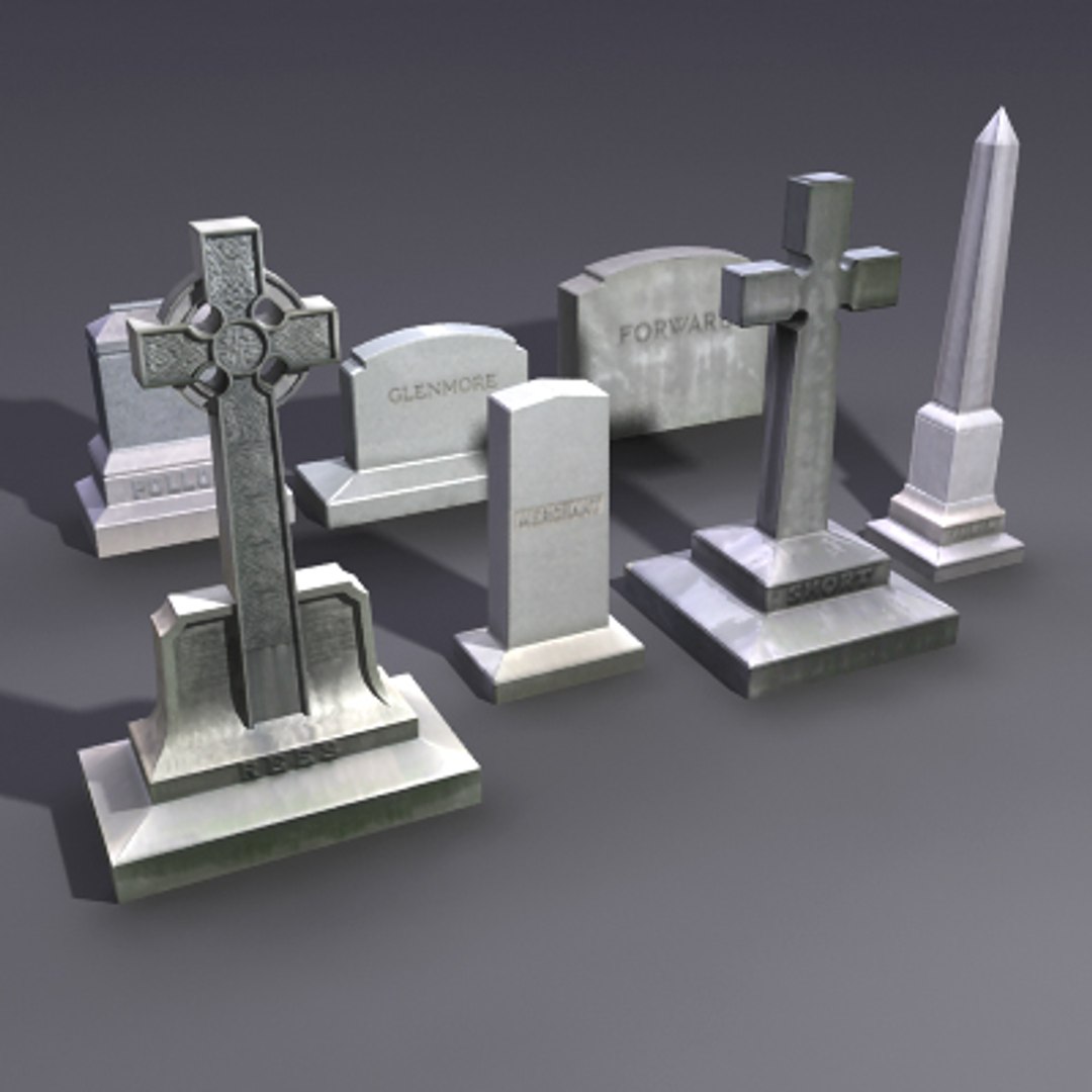 Set Gravestones Grave Stones 3d Obj