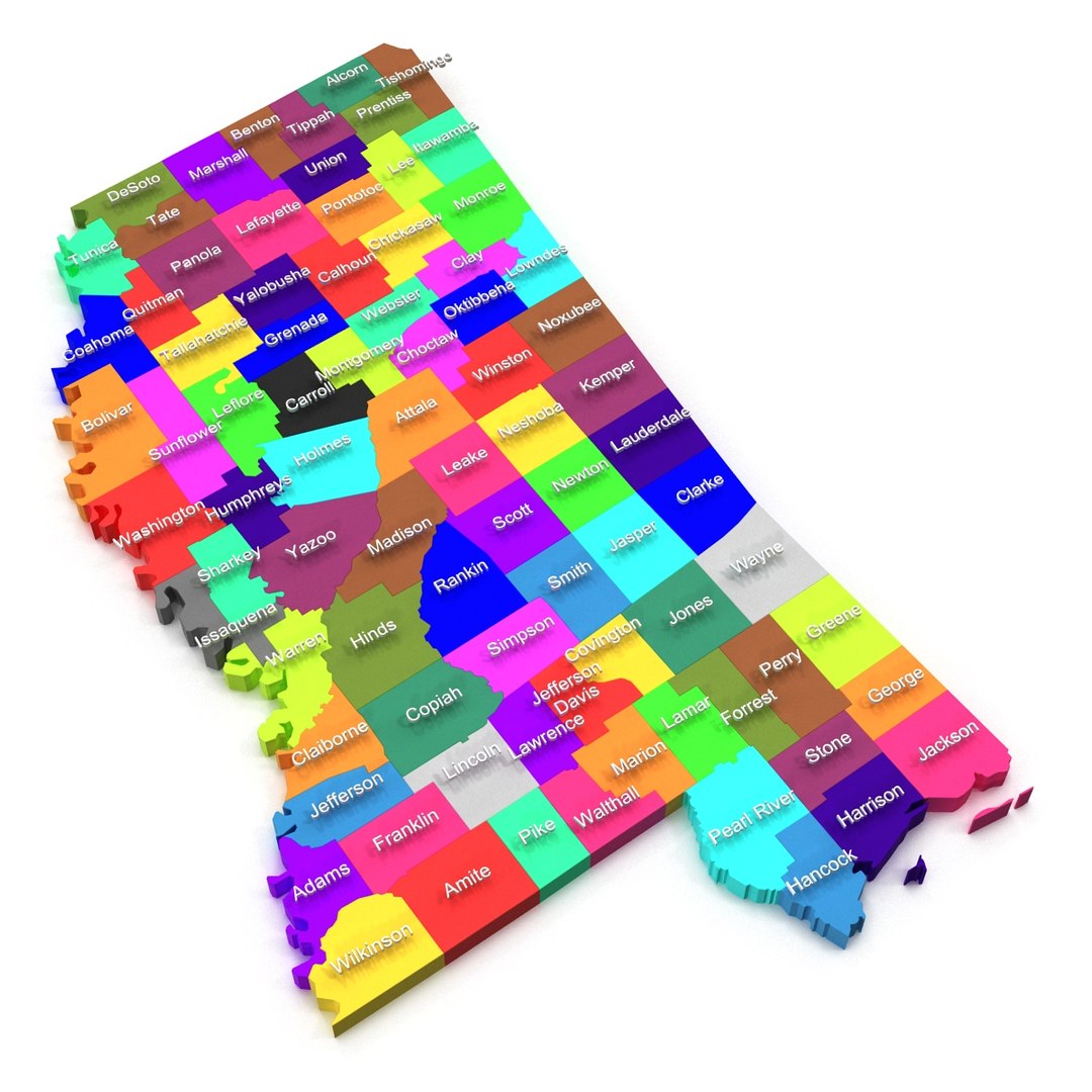 Mississippi Counties 3d Max