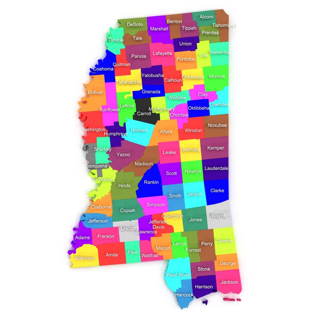 Mississippi Counties 3d Max