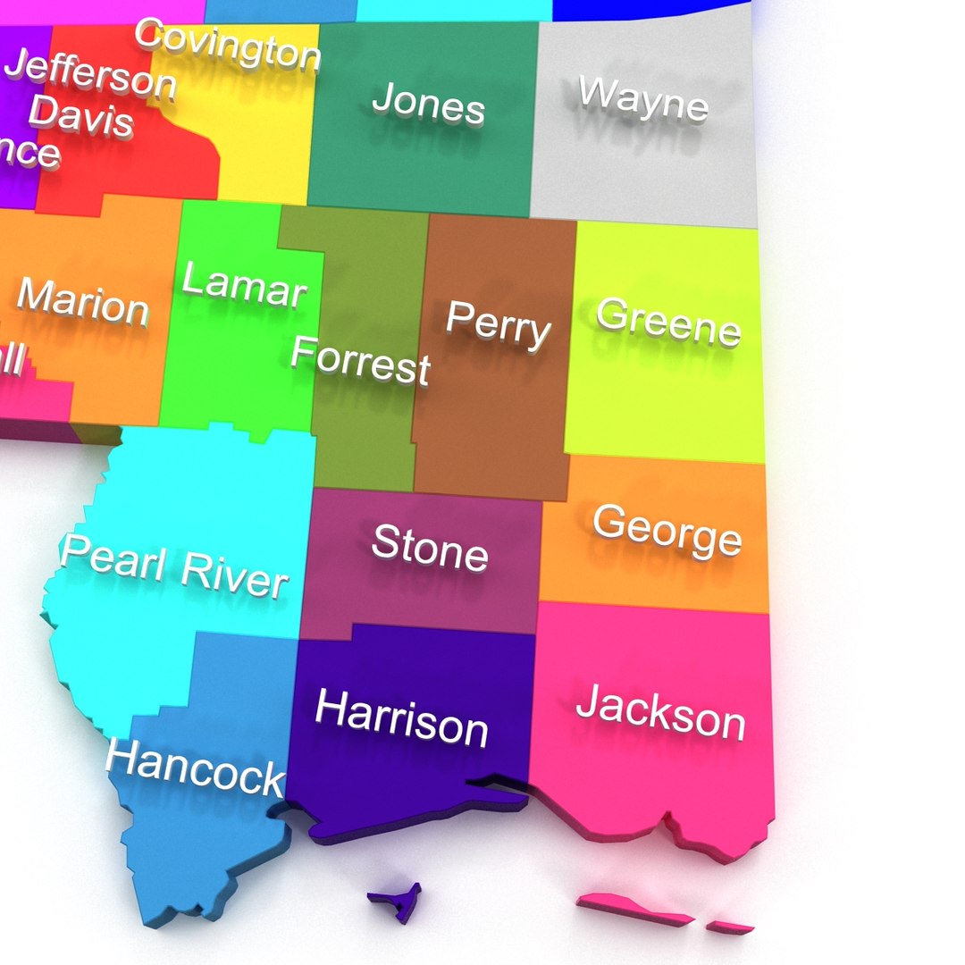 Mississippi Counties 3d Max