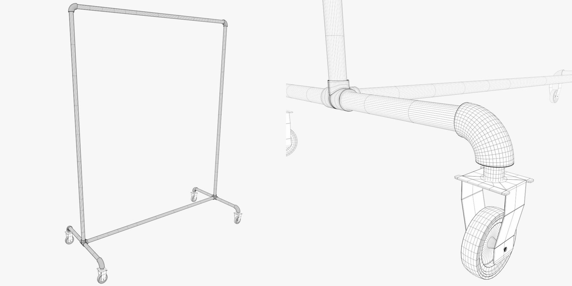 Single Bar Clothing Rack 3D Model - TurboSquid 1571683