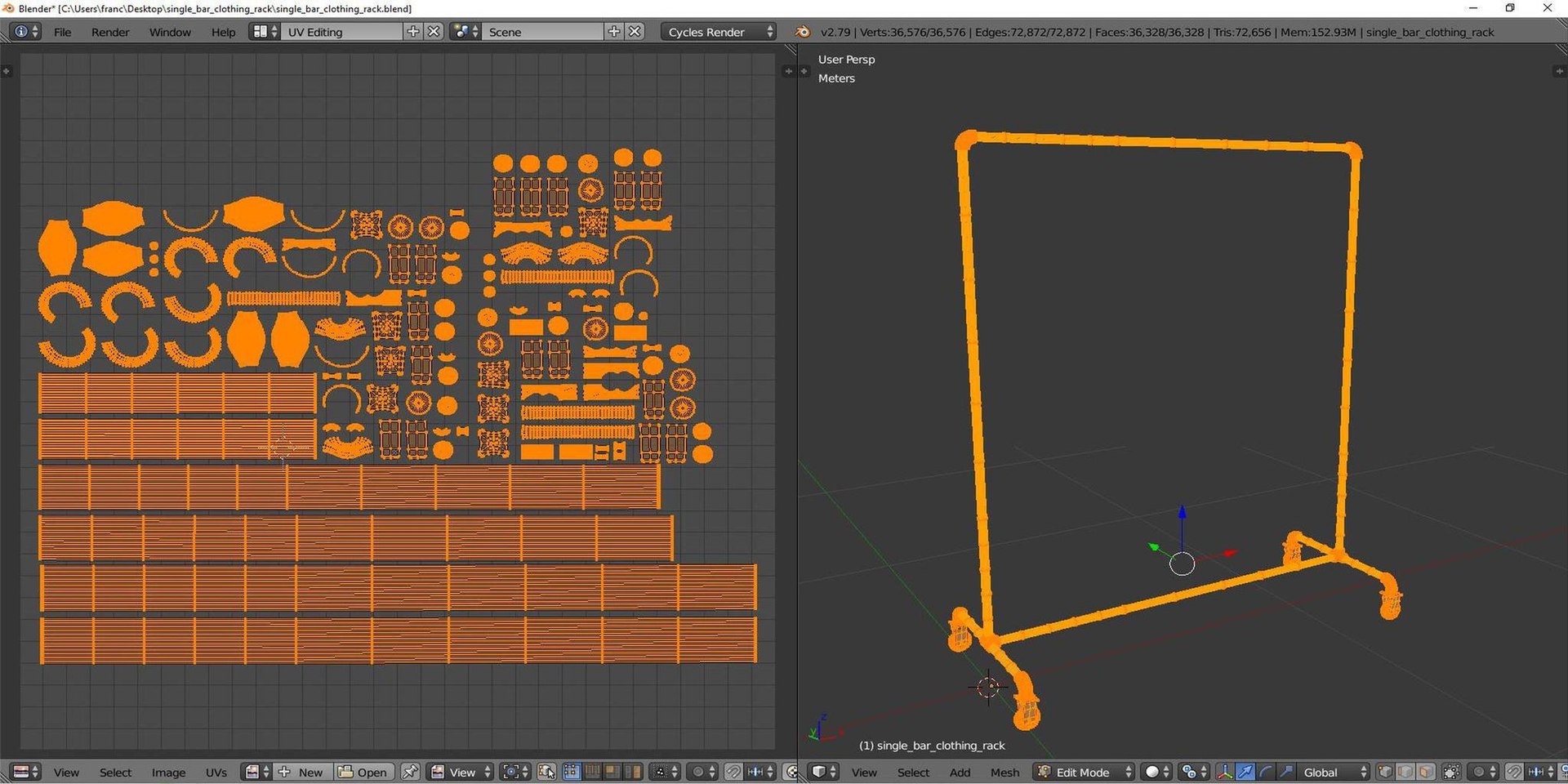 Single Bar Clothing Rack 3D Model - TurboSquid 1571683