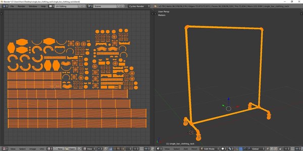 Single bar clothing rack 3D model - TurboSquid 1571683