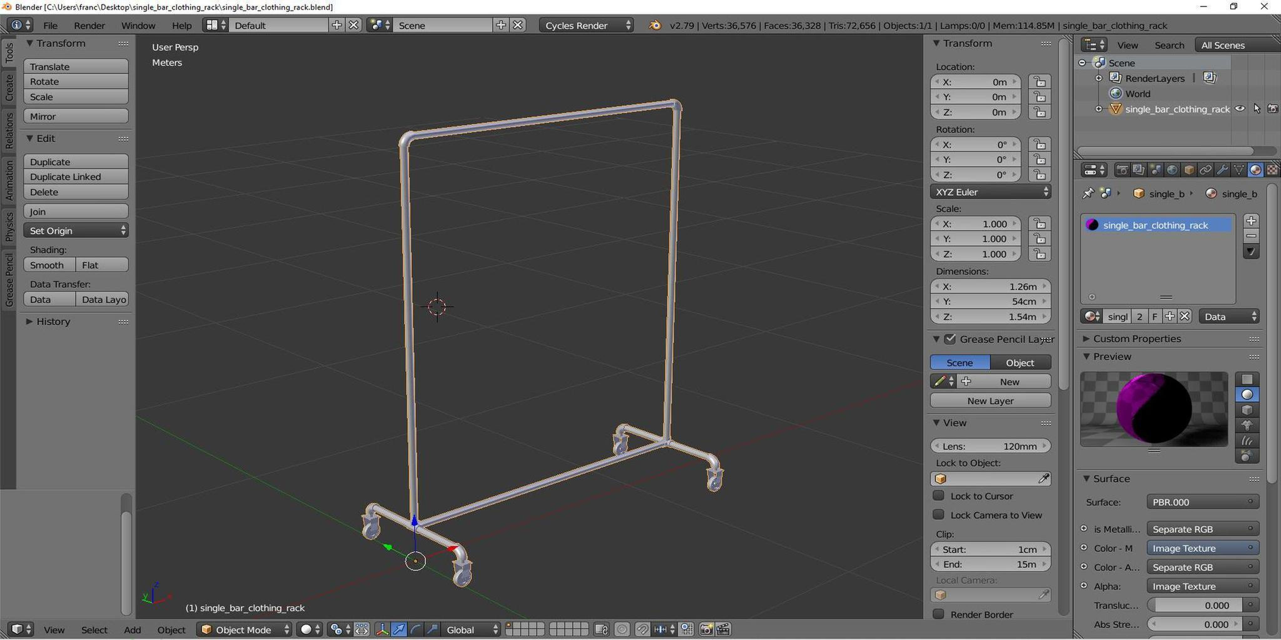 Single bar clothing rack 3D model - TurboSquid 1571683