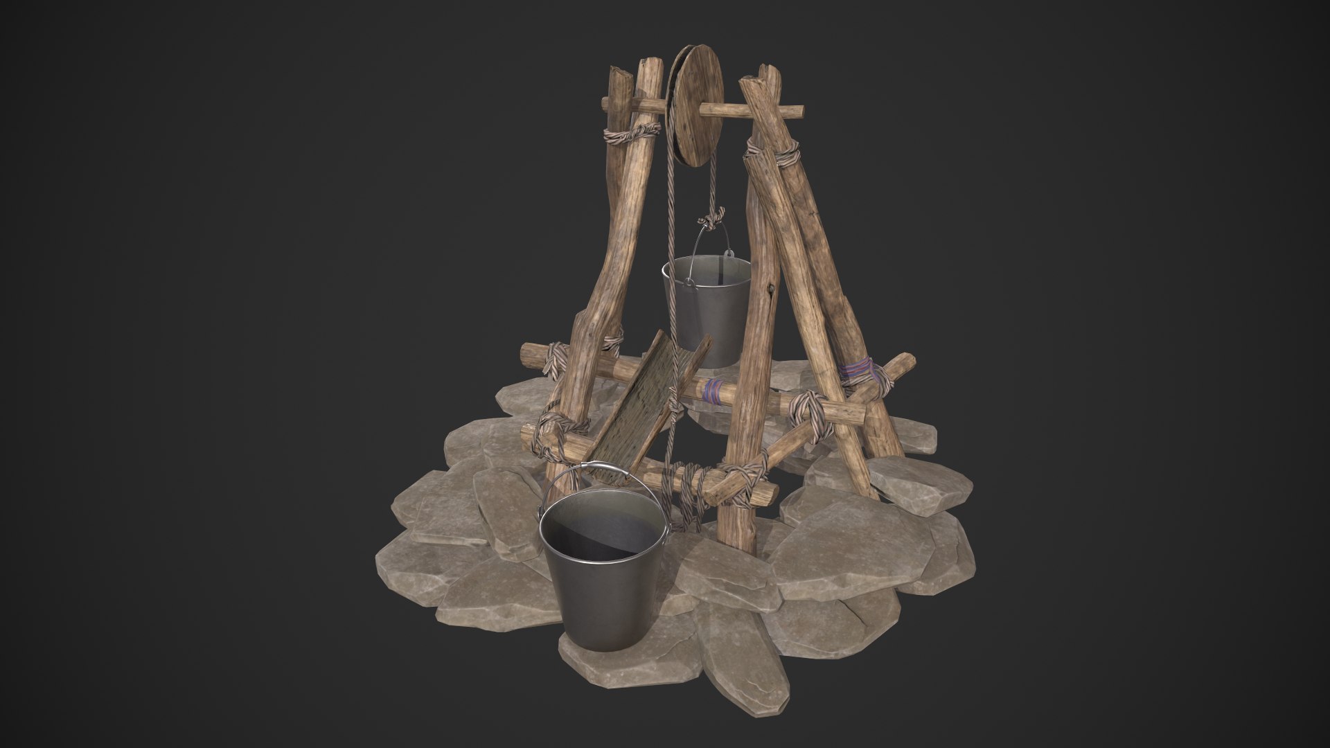Primitive Makeshift Well 3D Model - TurboSquid 2149316