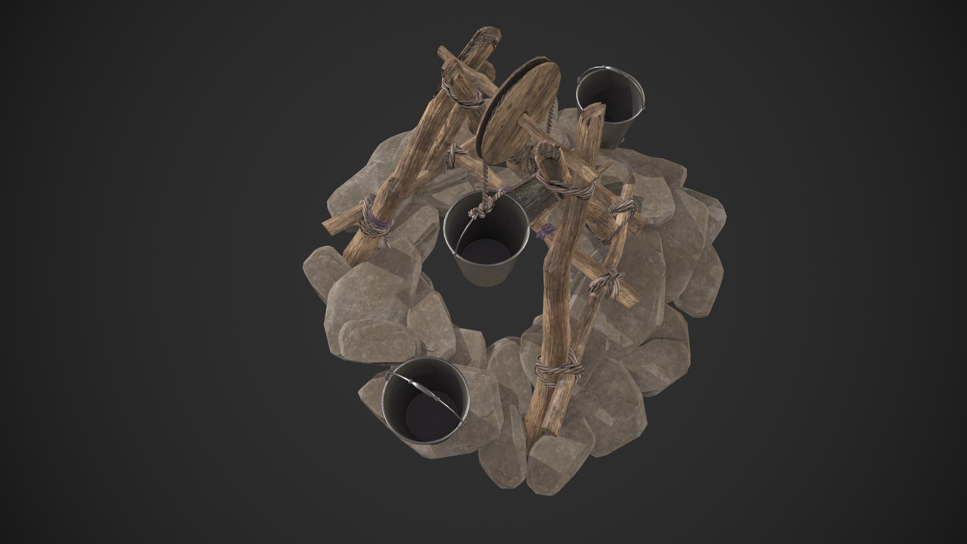 Primitive Makeshift Well 3D Model - TurboSquid 2149316