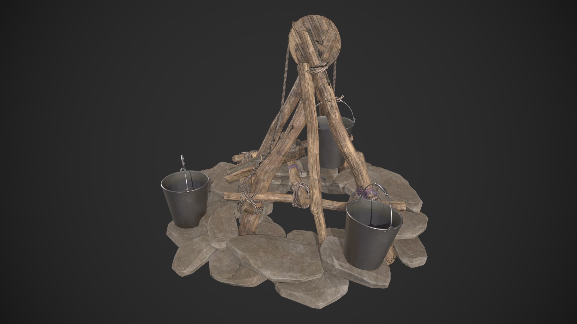 Primitive Makeshift Well 3D Model - TurboSquid 2149316