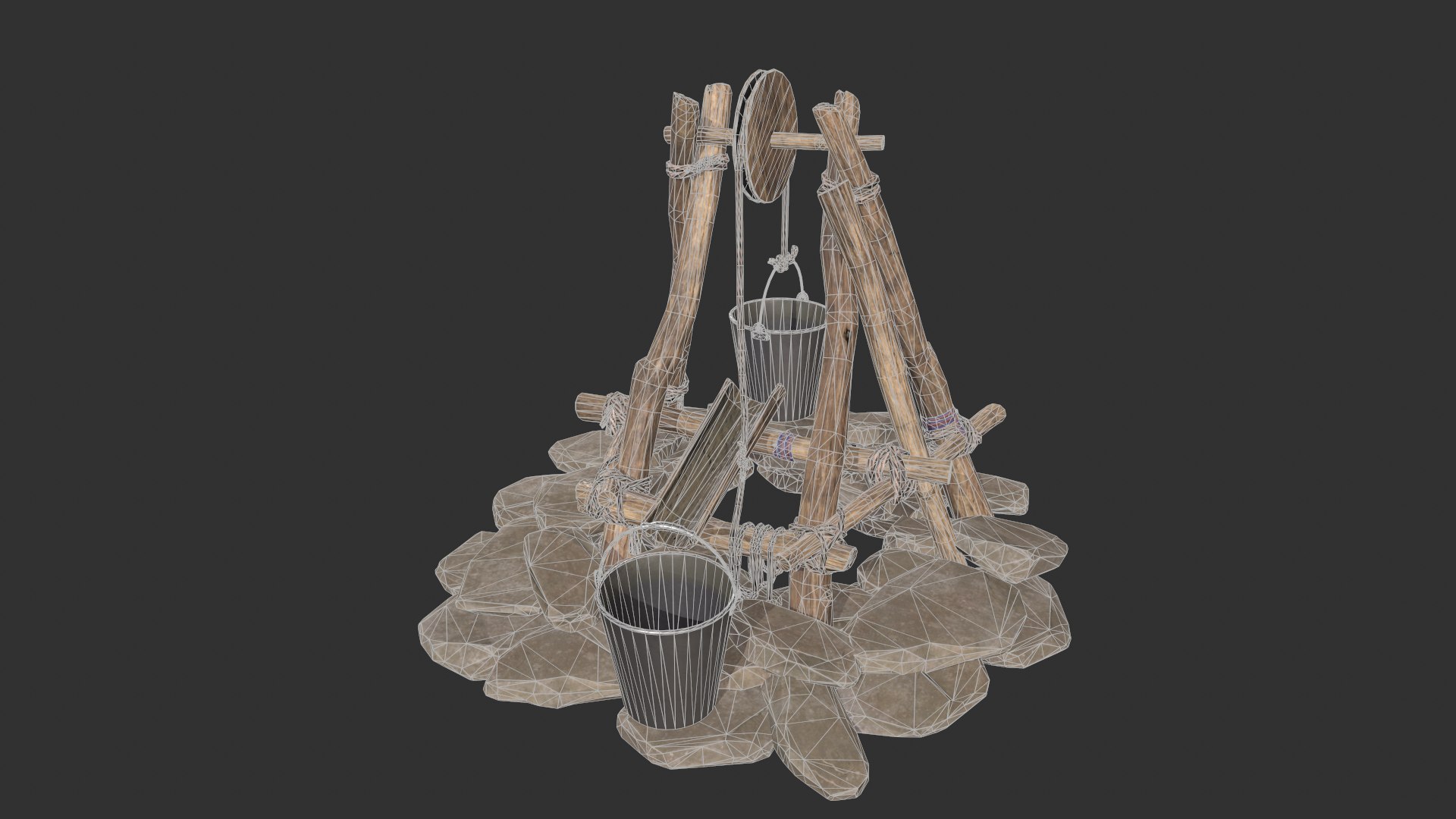 Primitive Makeshift Well 3D Model - TurboSquid 2149316